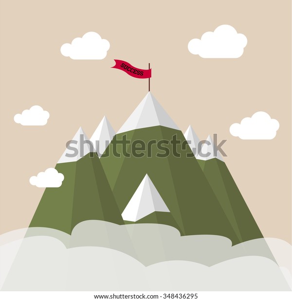 Landscape Flag On Mountain Illustration Concept Stock Vector (Royalty ...