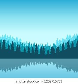 Landscape Forest Lake Stock Vector (Royalty Free) 1202715733 | Shutterstock