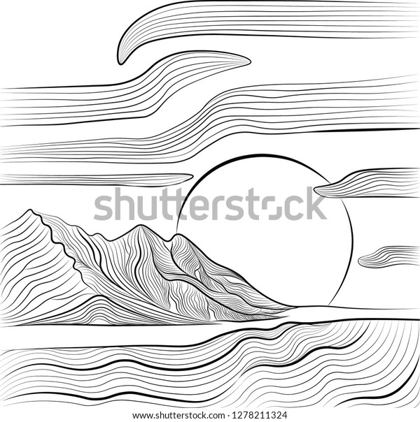 85 Mountain Scape Line Drawing Images, Stock Photos & Vectors ...