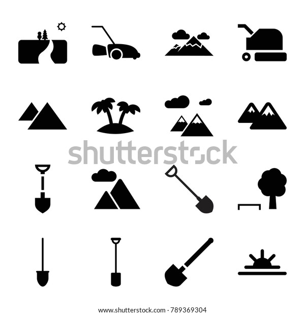 Landscape Icons Set 16 Editable Filled Stock Vector (Royalty Free ...