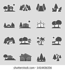 Landscape Icons Sticker Design Vector Illustration Stock Vector ...