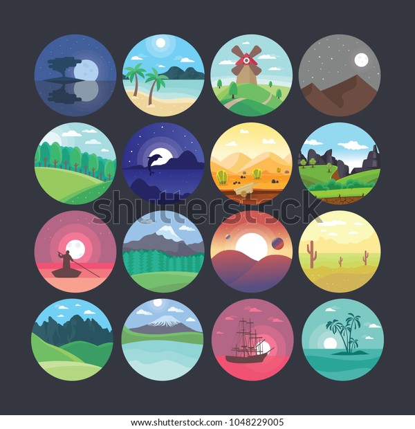 Landscape Illustration Icon 1 Stock Vector (Royalty Free) 1048229005 ...