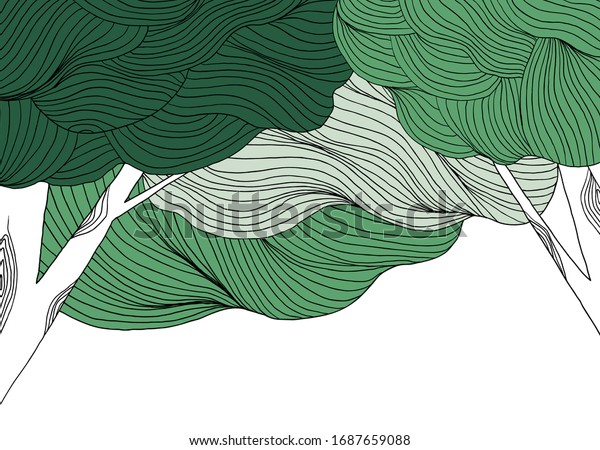 Landscape Line Art Ink Drawing Group Stock Vector (Royalty Free ...