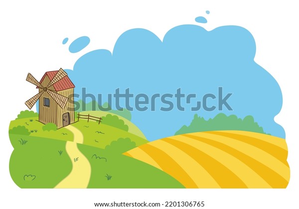 Landscape Mill Cartoon Vector Illustration Stock Vector (Royalty Free ...