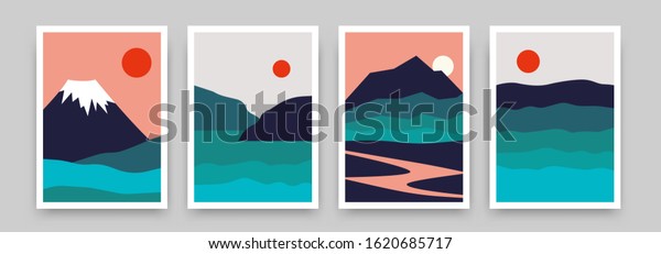 Landscape Mountain Background Poster Design Vector Stock Vector ...