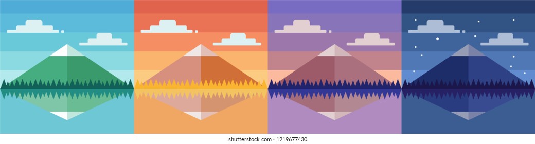 Landscape Mountain Flat Design Stock Vector (Royalty Free) 1219677430 ...