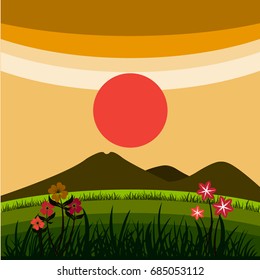 Landscape Mountain Vector Afternoon Stock Vector (Royalty Free ...