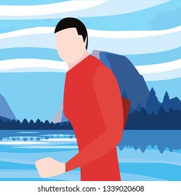 Landscape Nature Man Stock Vector (Royalty Free) 1339020608 | Shutterstock