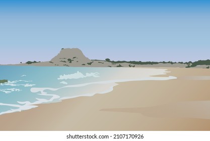 Landscape Ocean Mountains Stock Vector (Royalty Free) 2107170926 ...