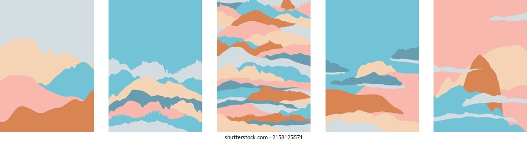 Landscape Poster Collection Minimal Background Pattern Stock Vector (Royalty Free) 2158125571 ...