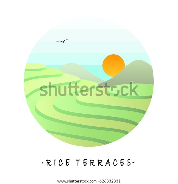 Landscape View Rice Terraces Inside Cycle Stock Vector (Royalty Free ...