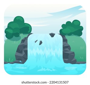 Landscape Waterfall Nature Simple Background Stock Vector (Royalty Free ...