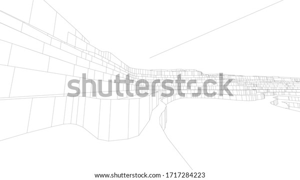 Landscape Wire Perspective 3d Rendering Architectural Stock Vector ...