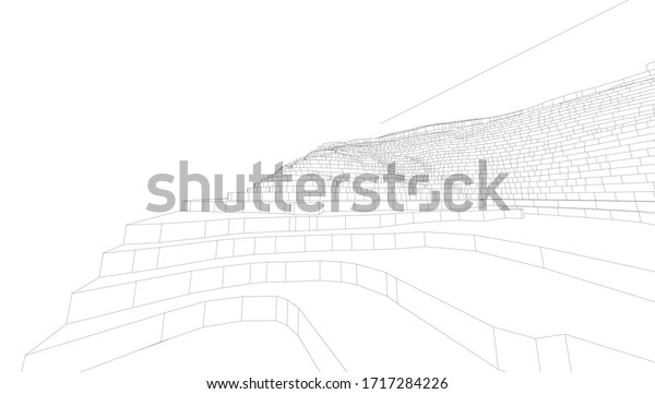 Landscape Wire Perspective 3d Rendering Architectural Stock Vector ...