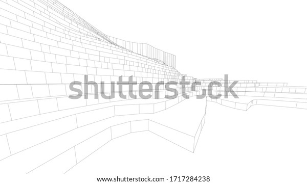 Landscape Wire Perspective 3d Rendering Architectural Stock Vector ...