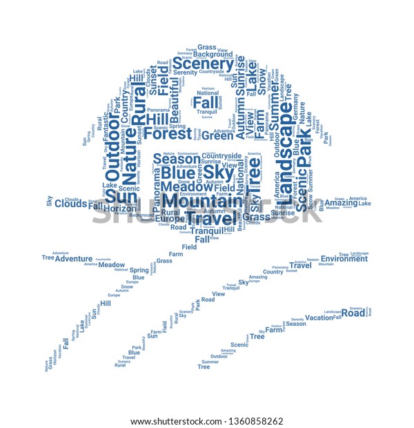 Landscape Word Cloud Tag Cloud About: vector de stock (libre de ...