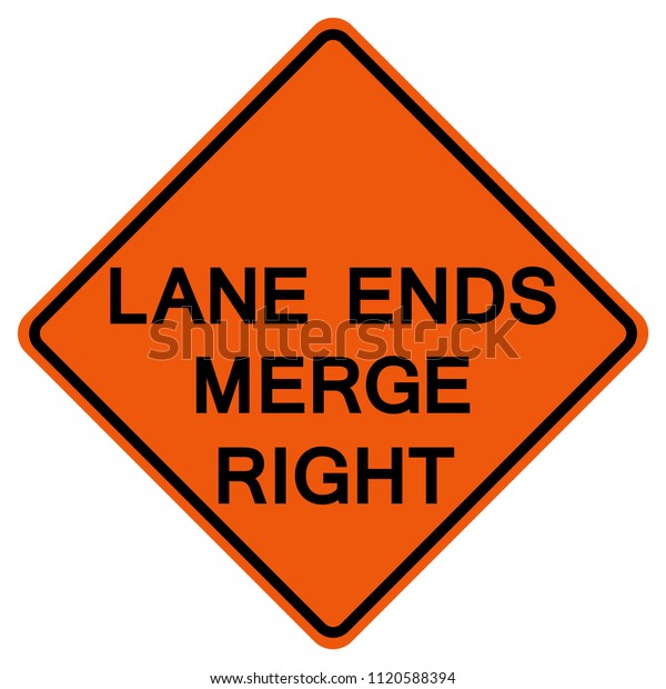 Lane Ends Merge Right Signvector Illustration Stock Vector (Royalty ...