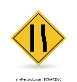 Lane Reduction Sign Collection Warning Mandatory Stock Vector (Royalty ...