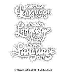 Language Club Badges Labels Dotworking Elements Stock Vector (Royalty ...