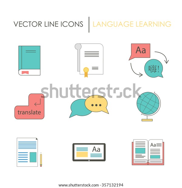 Language Learning Flat Icons Chinese Phrases: เวกเตอร์สต็อก (ปลอดค่าลิขสิทธิ์) 357132194 ...