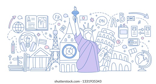 Language School Infographics Vector Illustration Stock Vector (Royalty ...