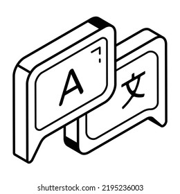 Language Translator Line Isometric Icon Stock Vector (Royalty Free ...