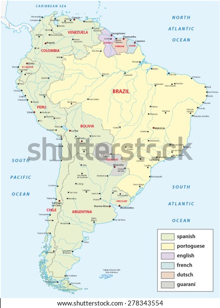 Languages Map South America Stock Vector (Royalty Free) 278343554 ...