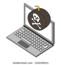 Laptop Bomb Danger Hacking Isometric Stock Vector (Royalty Free ...