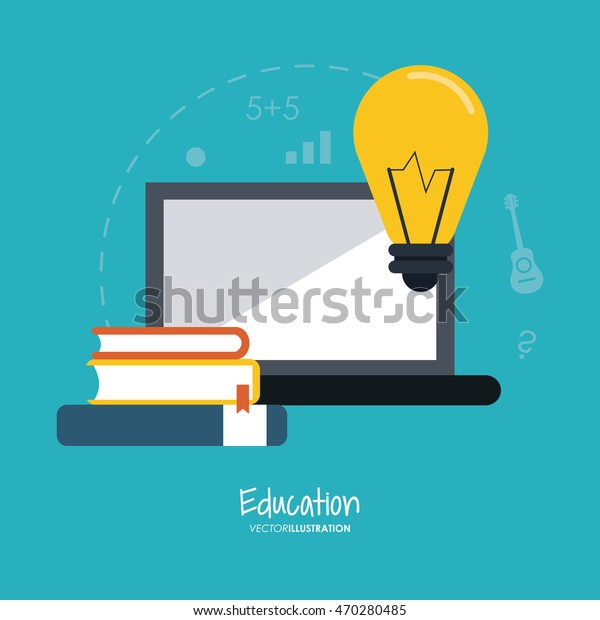 Laptop Bulb Book Education Learning School Stock Vector (Royalty Free ...