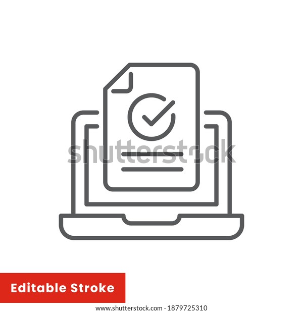Laptop Check Mark Outline Icon Line Stock Vector (Royalty Free ...