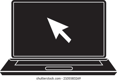 Laptop Click Cursor Black White Icon Stock Vector (Royalty Free ...