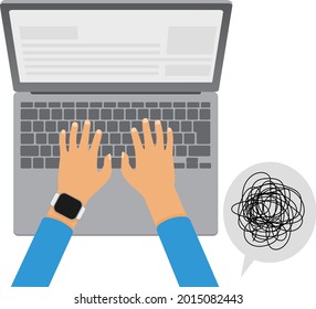 Laptop Computer Hand Illustration Panic Stock Vector (Royalty Free ...