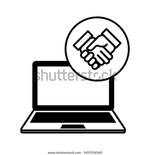 Laptop Computer Handshake Business Stock Vector (Royalty Free ...