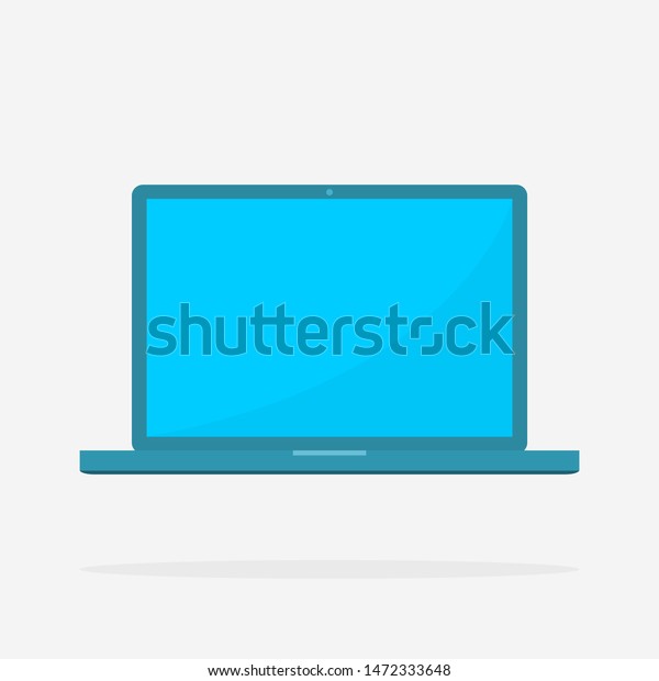 Laptop Computer Icon Blank Blue Screen Stock Vector (Royalty Free ...