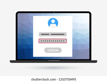 Laptop Computer Login Page On Screen Stock Vector (Royalty Free) 1310750333
