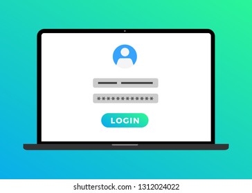 Laptop Computer Login Page On Screen Stock Vector (Royalty Free) 1310750333