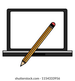 Laptop Computer Pencil Stock Vector (Royalty Free) 1154334694 ...