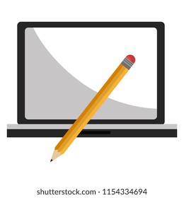 Laptop Computer Pencil Stock Vector (Royalty Free) 1154334694 ...
