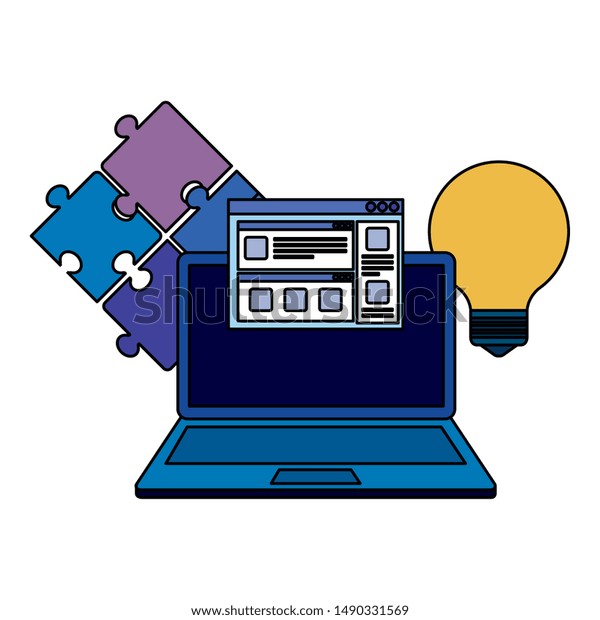 Laptop Computer Success Icons Stock Vector (Royalty Free) 1490331569 ...