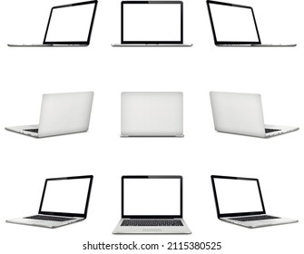 Laptop Front Back Side Mock Stock Vector (Royalty Free) 2115380525 ...