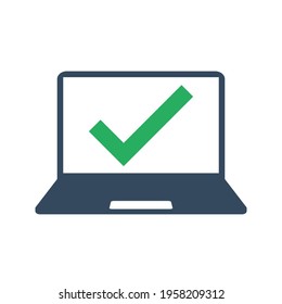 Laptop Green Check Mark Task Process Stock Vector (Royalty Free ...