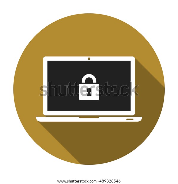 Laptop Icon Logo Circle Lock Sign Stock Vector (Royalty Free) 489328546 ...