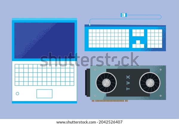 Laptop Keyboard Cpu On Purple Background Stock Vector (Royalty Free ...