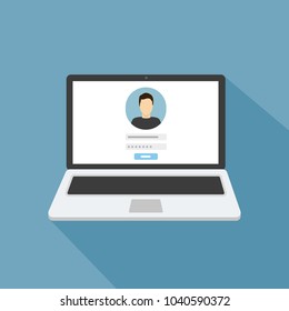 Laptop Login Form Flat Icon Stock Vector (Royalty Free) 1040590372 ...
