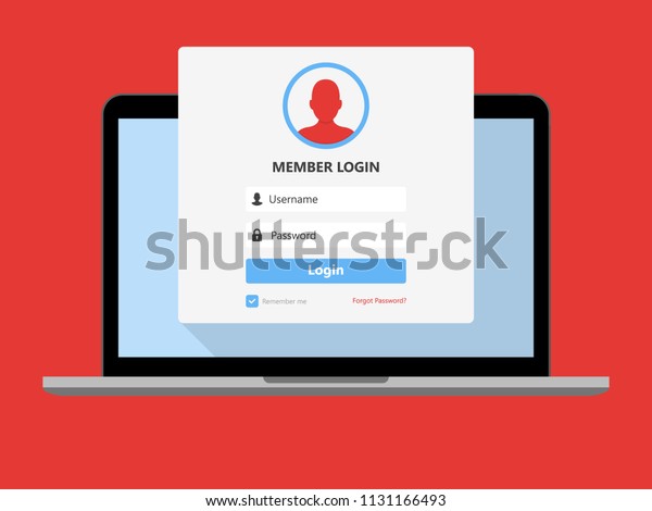 Laptop Login Page On Screen Registration Stock Vector (Royalty Free ...