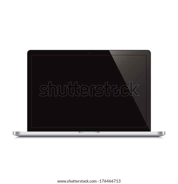 Laptop Open Black Screen White Background Stock Vector (Royalty Free ...