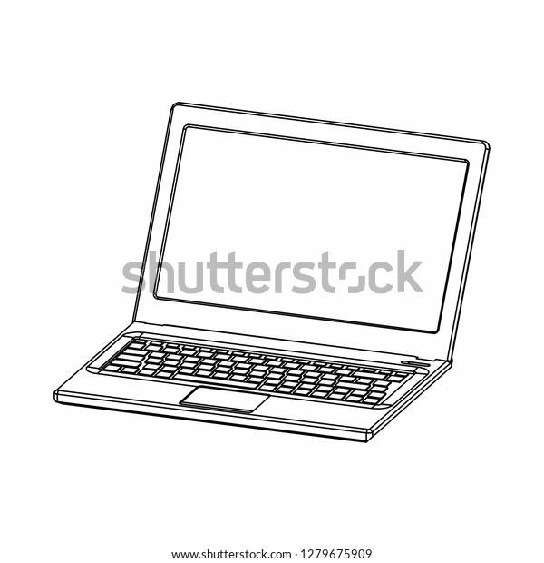 Laptop Outline Vector Laptop Drawing Sketch Stock Vector (Royalty Free ...