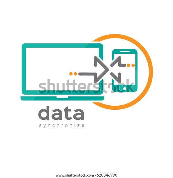 Laptop Phone Data Transfer Logo Design Stock Vector (Royalty Free ...