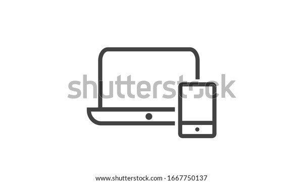 Laptop Phone Icon Vector Isolated On Stock Vector (Royalty Free ...