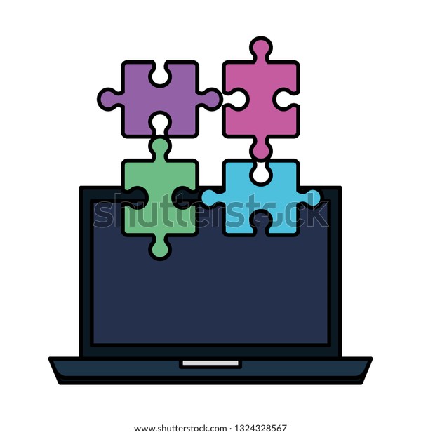 Laptop Puzzle Pieces Stock Vector (Royalty Free) 1324328567 | Shutterstock